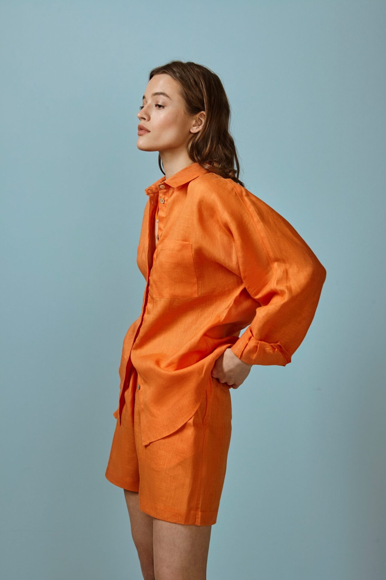 Havana Tangerine Linen Shorts AG STUDIO